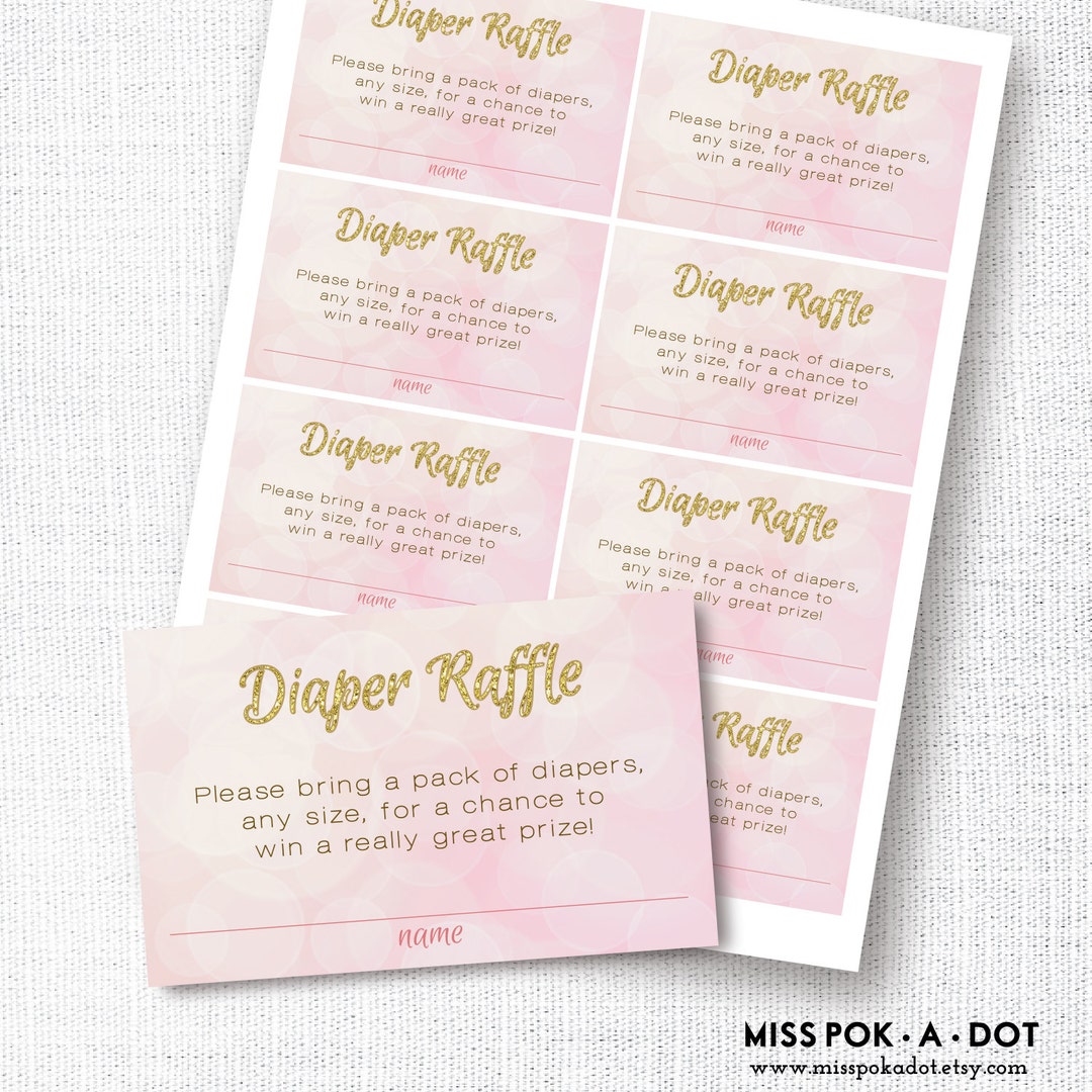 PINK GOLD Ready to Pop Diaper Raffle Ticket Card Insert - Etsy