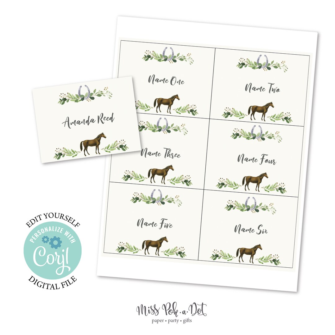 Derby Party Name Tags, Editable Printable File, Sticker, Cards, Badge ...