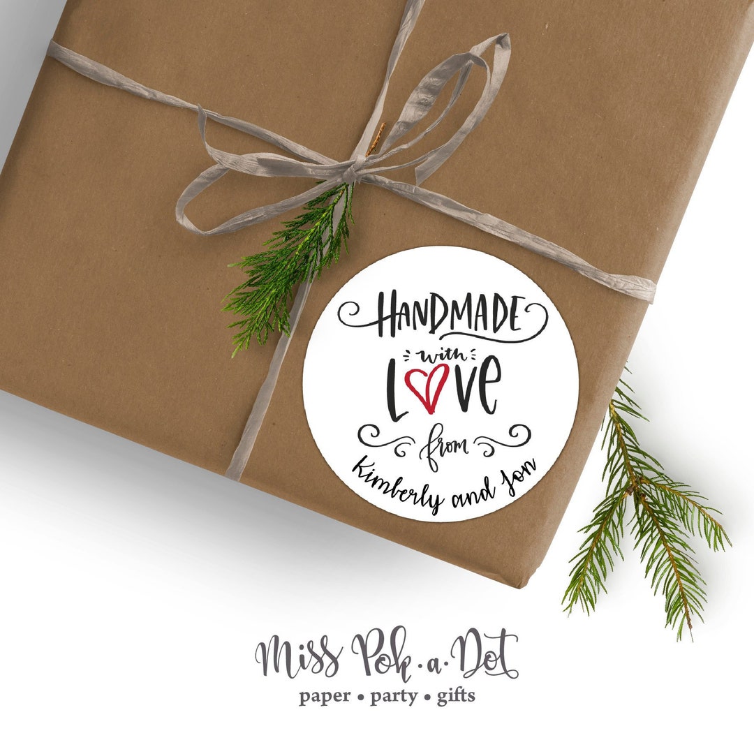Handmade Gift Sticker, , Printed, Personalized, Round Present Label ...