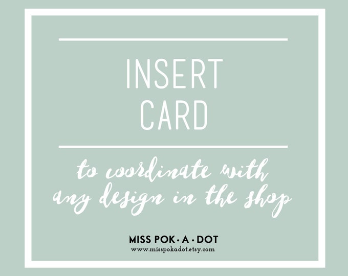INSERT CARD Made to Match, Any Invitation Design in the Shop, Digital ...