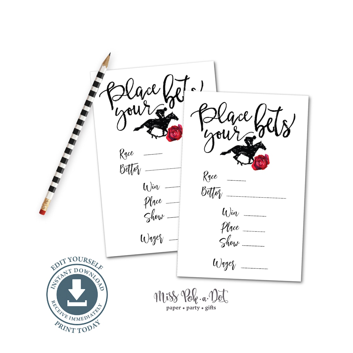 Horse Race Betting Cards Editable Printable File Bet - Etsy