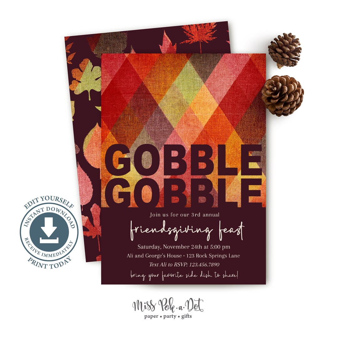 Friendsgiving Invitation, Printable, Thanksgiving Invite, Friend Feast ...
