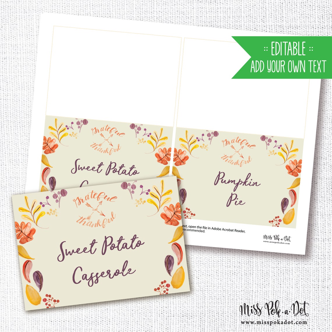 Thanksgiving Food Sign Tent Editable Printable Digital File - Etsy