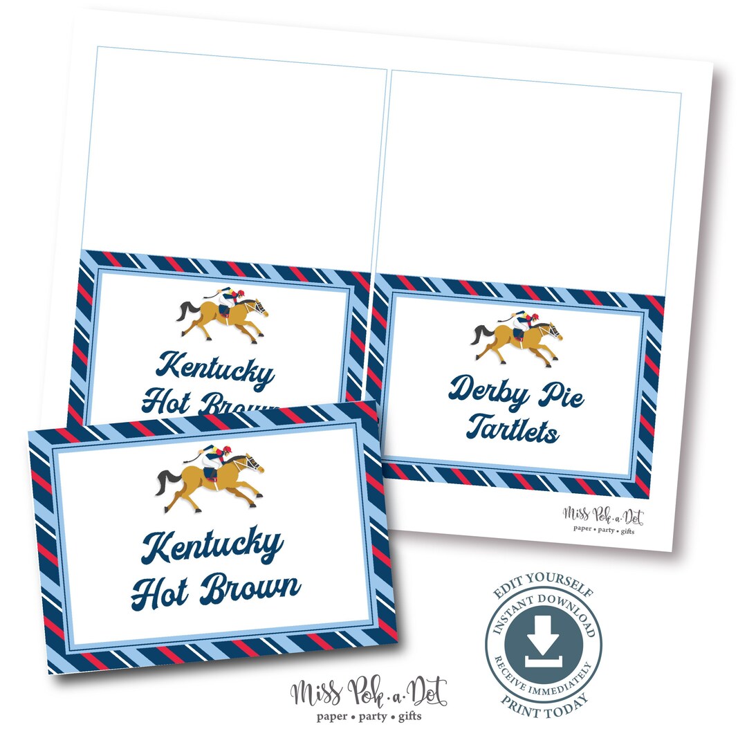 Horse Race Food Signs, Table Tent, Editable Digital File, Kentucky ...