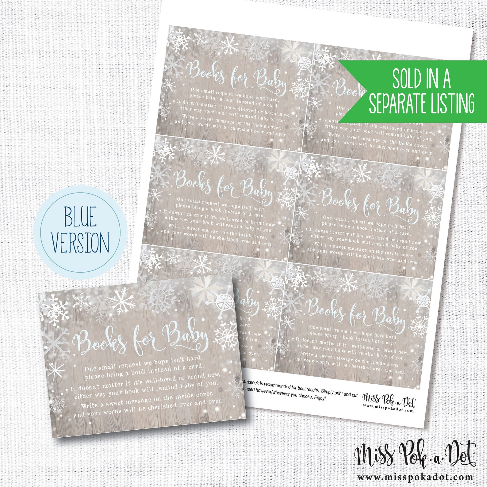 Blue Snowflake Wishes for Baby Card Printable Winter Shower | Etsy