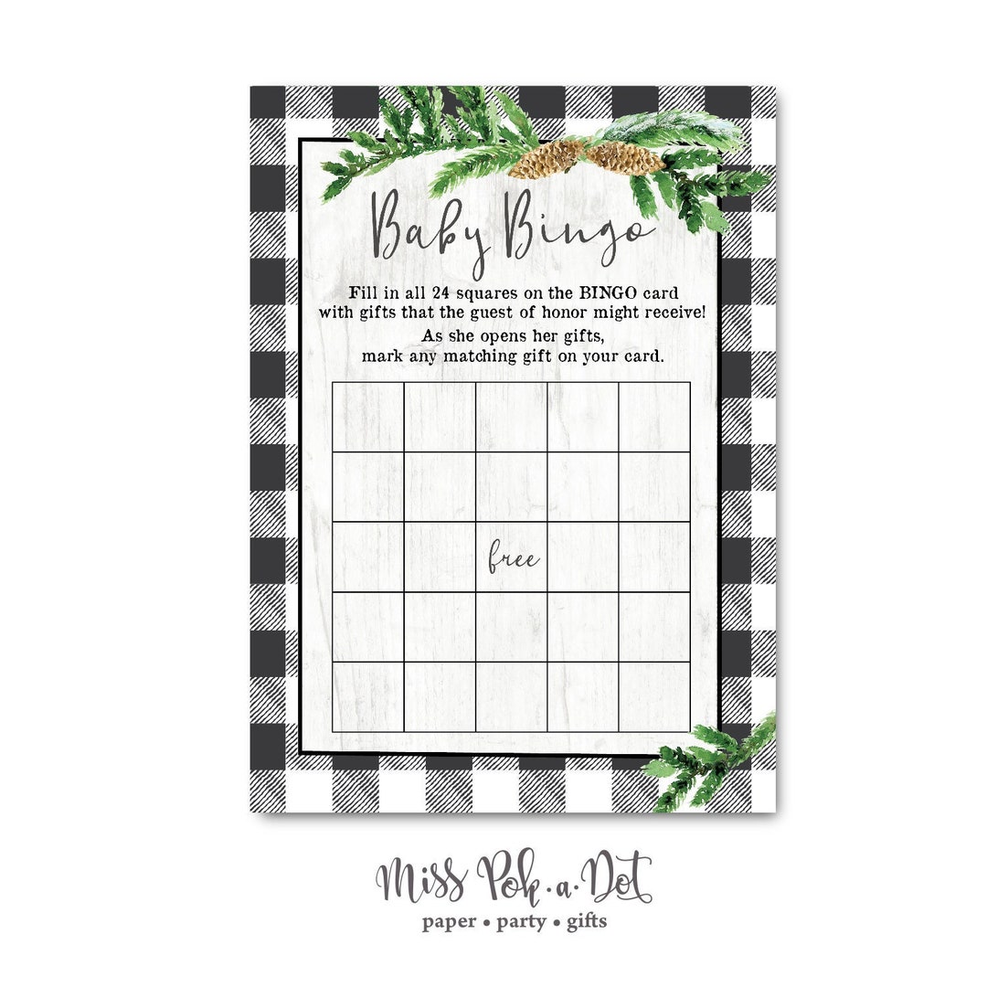 Black White Buffalo Check BINGO Game Card Printable Winter - Etsy