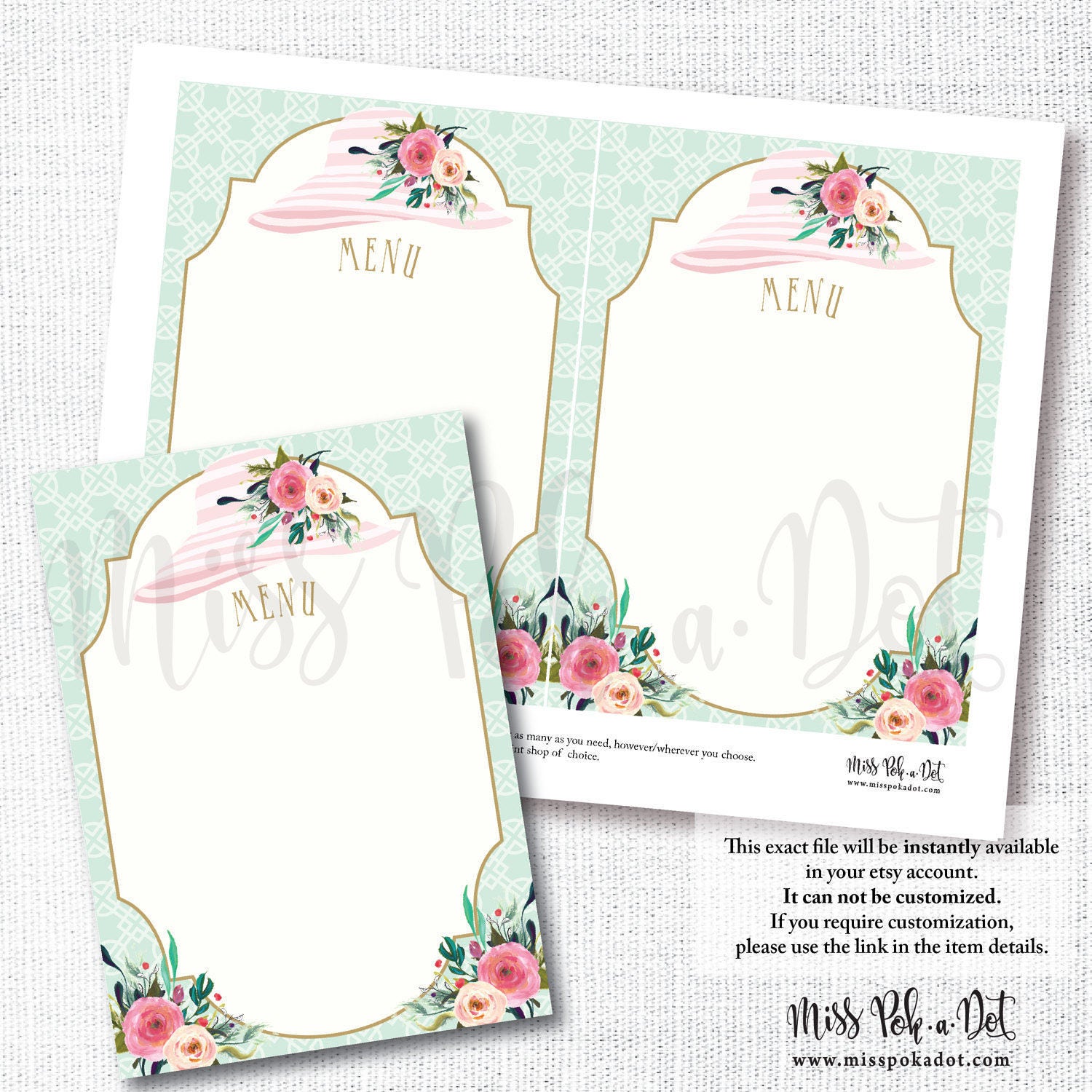 WEAR A HAT tea party bridal wedding shower menu card southern | Etsy