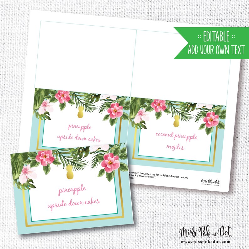 Tropical Pineapple Food Sign Table Tent Printable Luau - Etsy