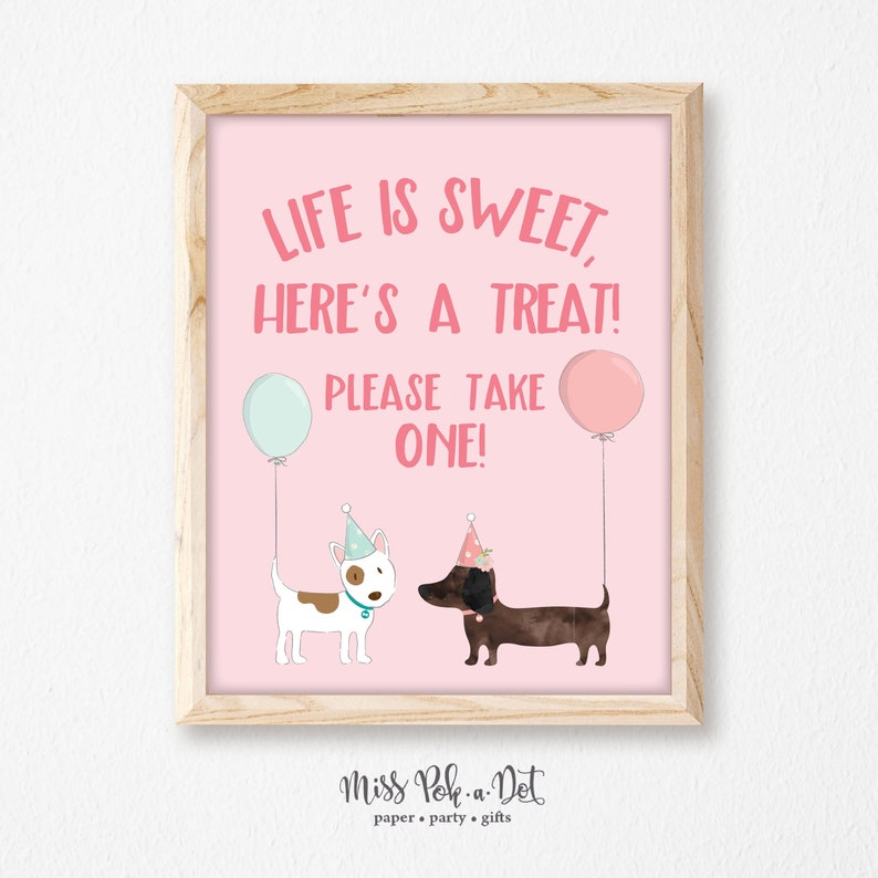 Puppy Dog Party Treat Sign Printable Pink Dog Birthday - Etsy