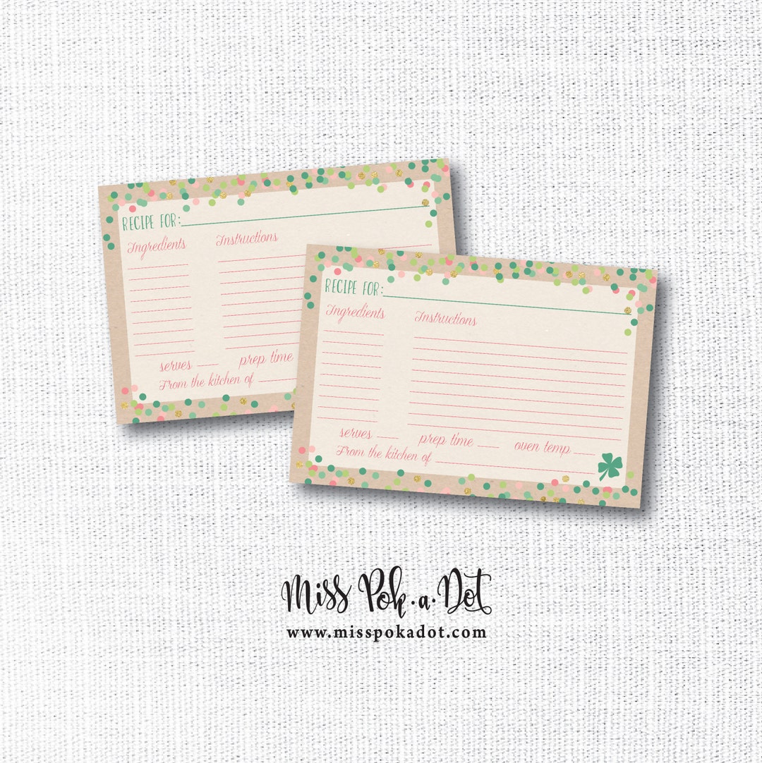 Lucky in Love Recipe Card, Printable, Irish Bridal Wedding Shower, 4 ...