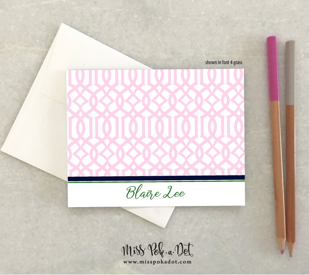Personalized Folded Note Cards, Gift, Women, Girls Stationery, Personal ...