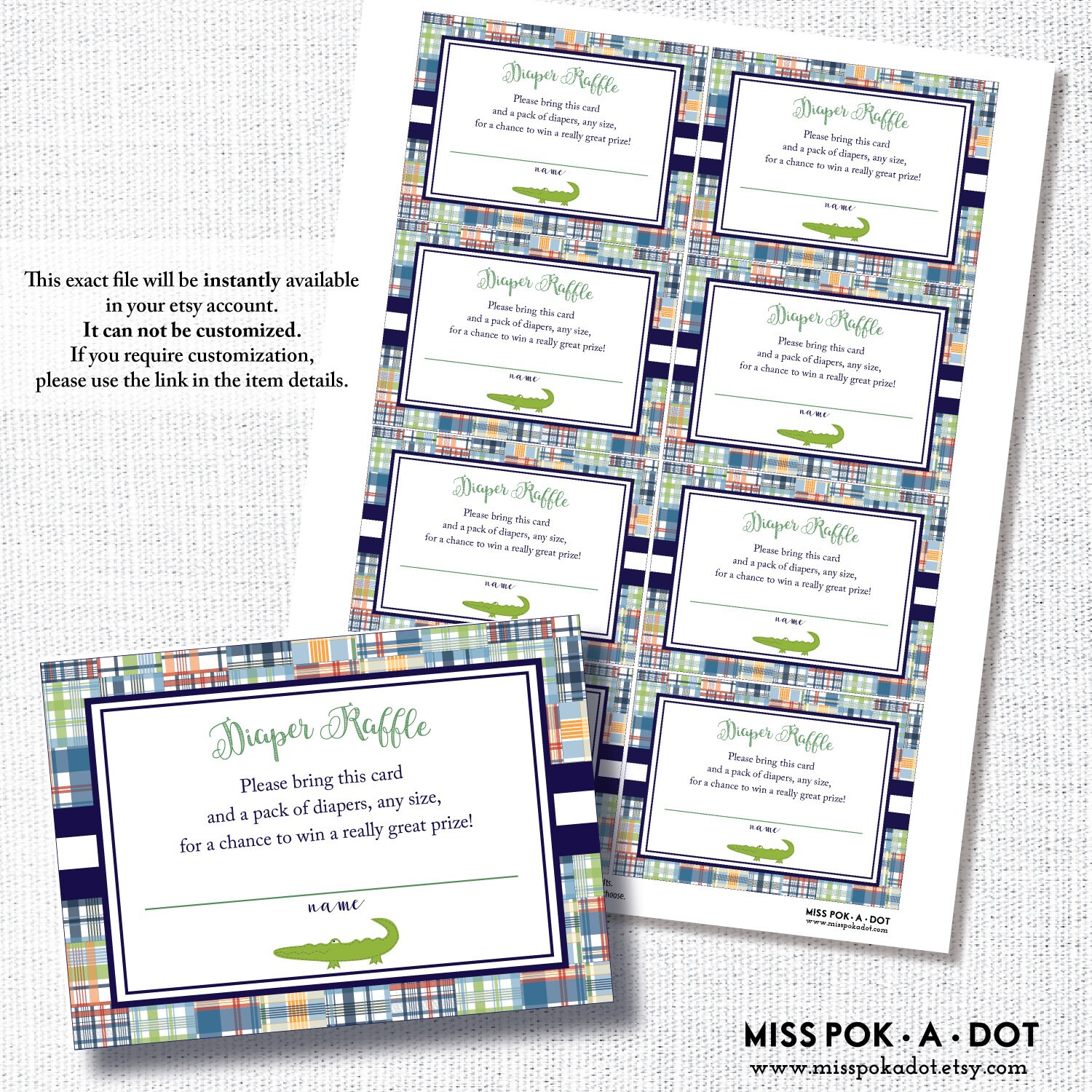 MADRAS PLAID ALLIGATOR preppy navy green boy baby shower | Etsy