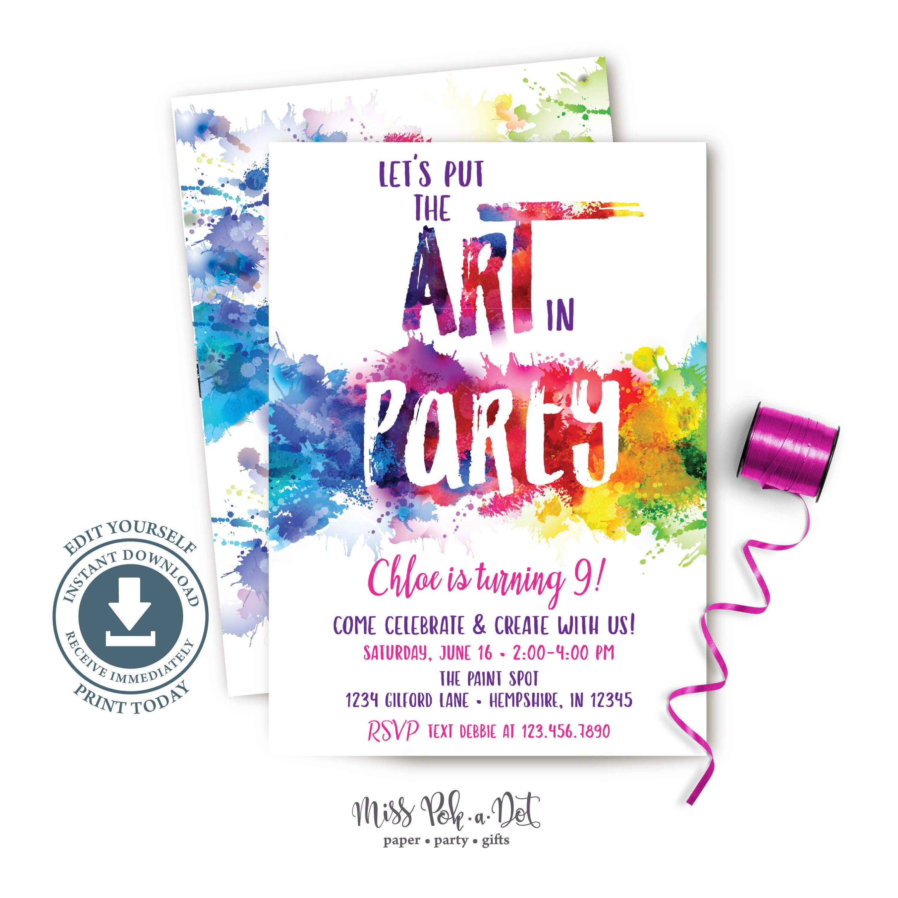 Paint Splatter Invitations