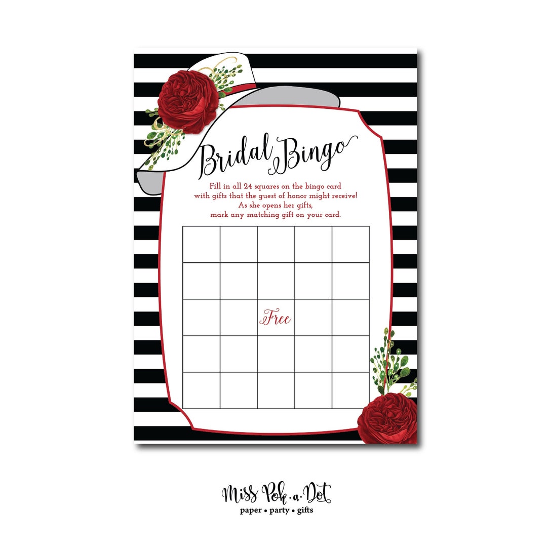 Big Hat Shower BINGO Game, Printable, Card, Derby, Tea Party, Bridal ...