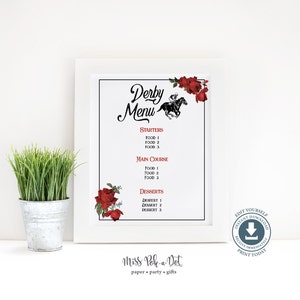 Derby Menu Sign Editable Printable Derby Race Horse Decor - Etsy