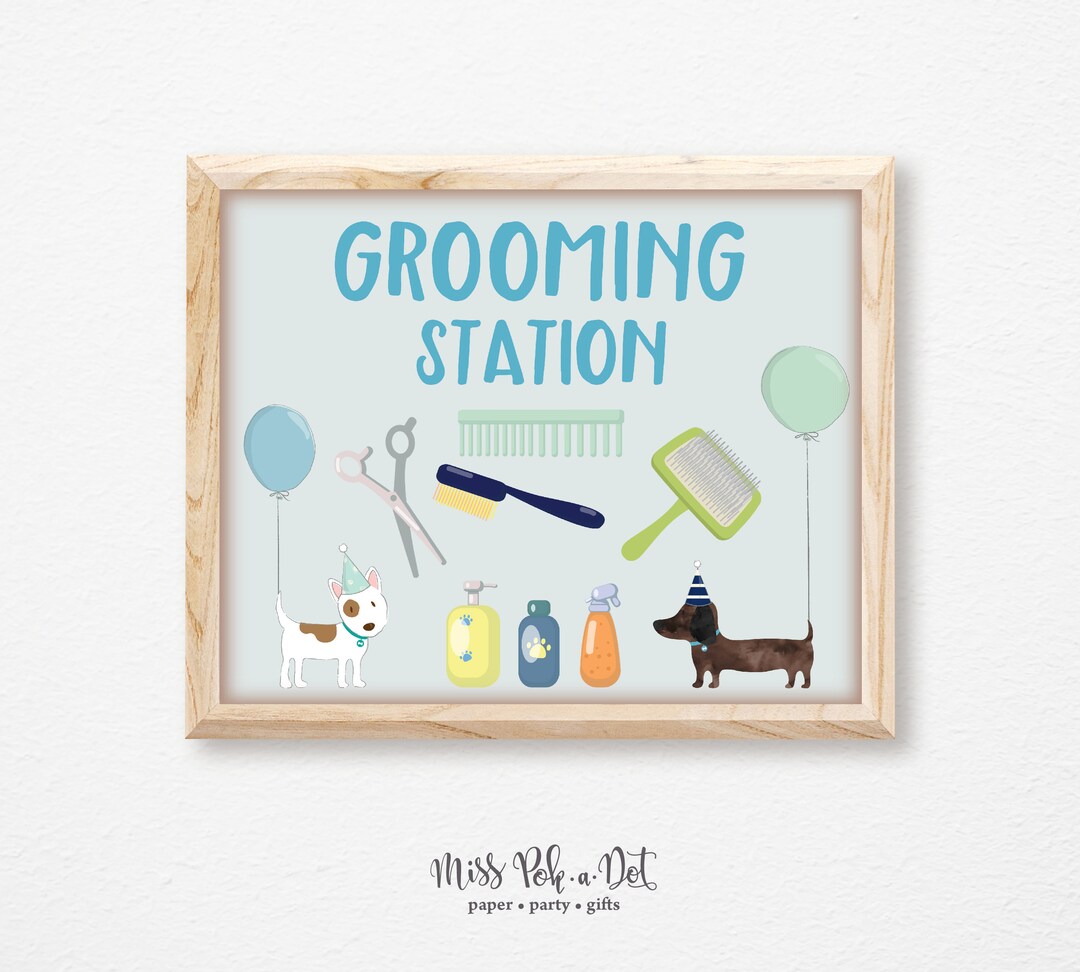 Grooming Station Sign, Printable, Dog Birthday Party, Puppy Adoption ...