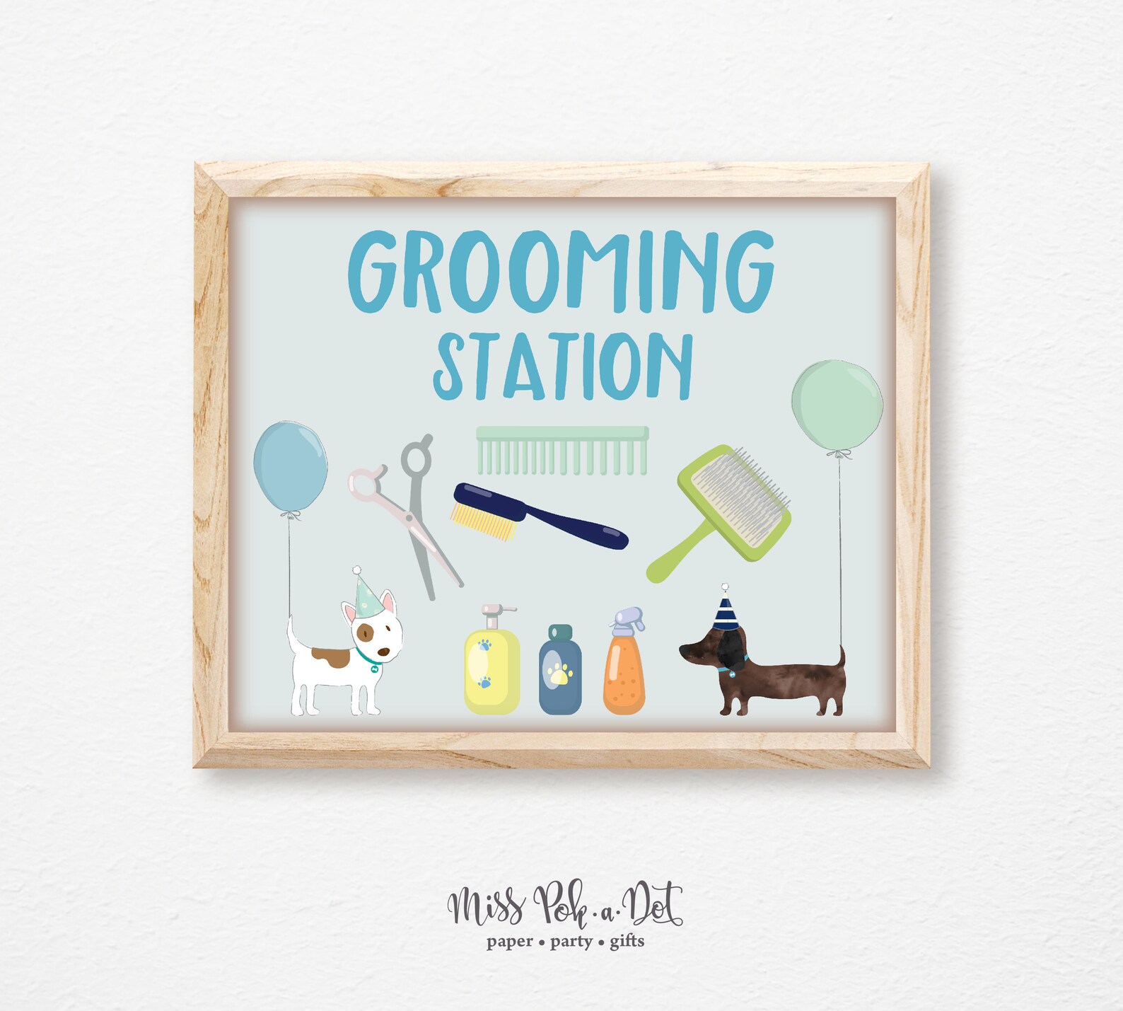 Grooming Station Sign Printable Dog Birthday Party Puppy | Etsy