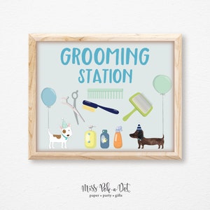 Grooming Station Sign, Printable, Dog Birthday Party, Puppy Adoption ...