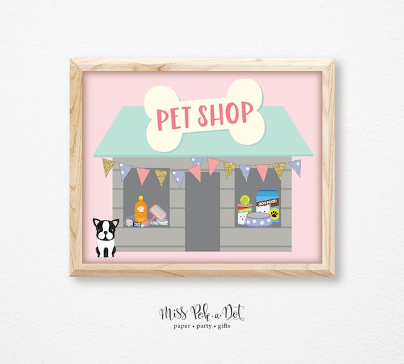 Pet Shop Sign Printable Dog Birthday Party Puppy Adoption - Etsy