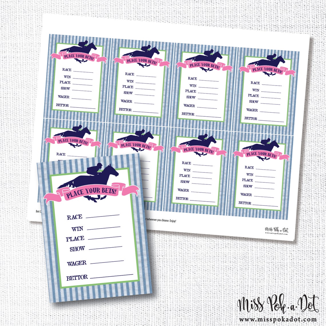 Preppy Horse Race Bet Card Printable Betting Slip Derby - Etsy Canada