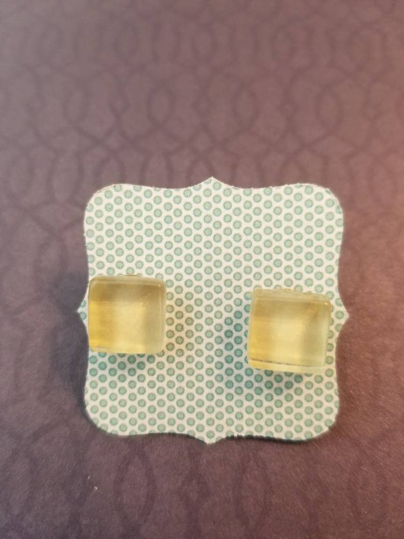 Glass Tile Stud Earrings - Etsy