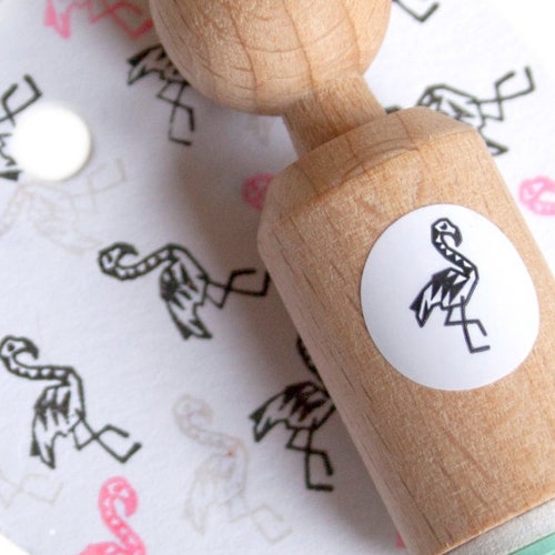 Flamingo Mini Stamp With Mint Rubber Flamingo Ink Stamp - Etsy
