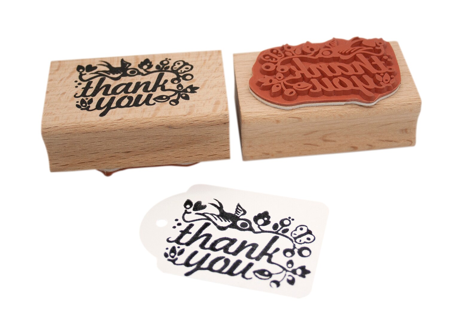 Thank You Rubber Stamp With Cute Bird - Etsy