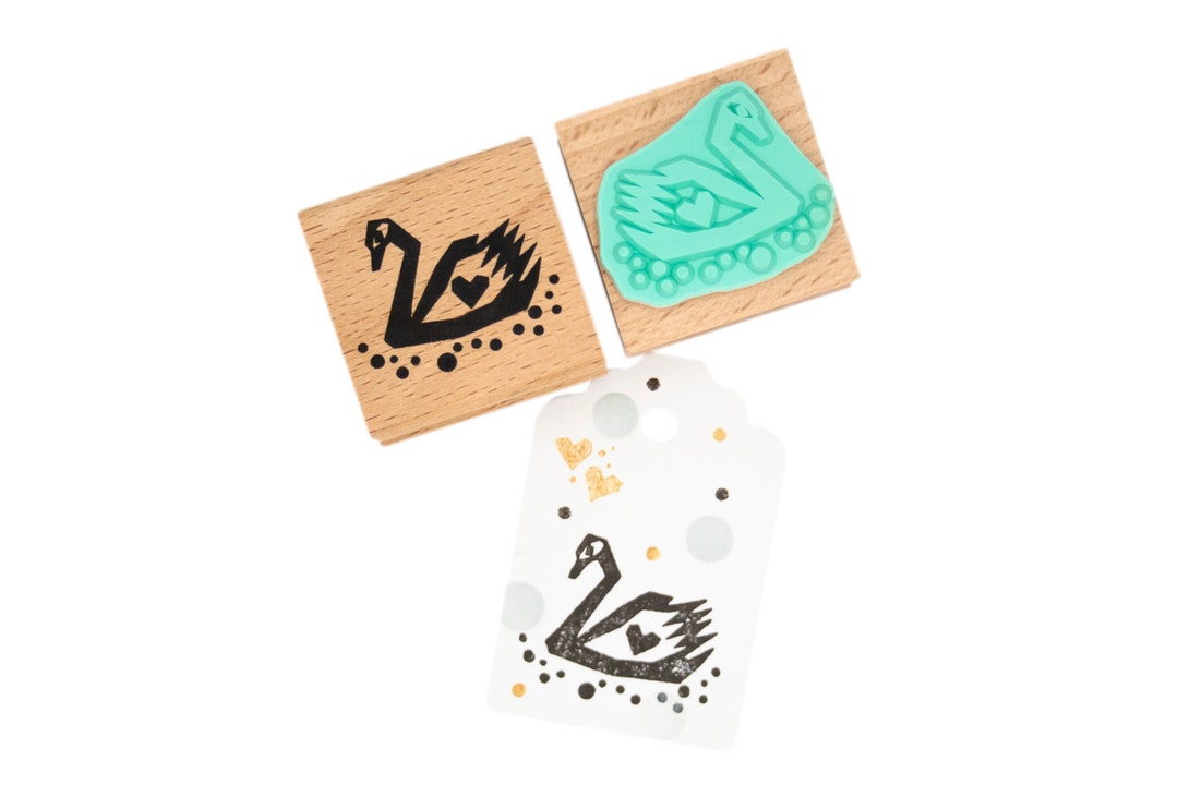 Swan Rubber Stamp - Swimming Swan Rubber Stamp, Swan Ink Stamp, Swan ...