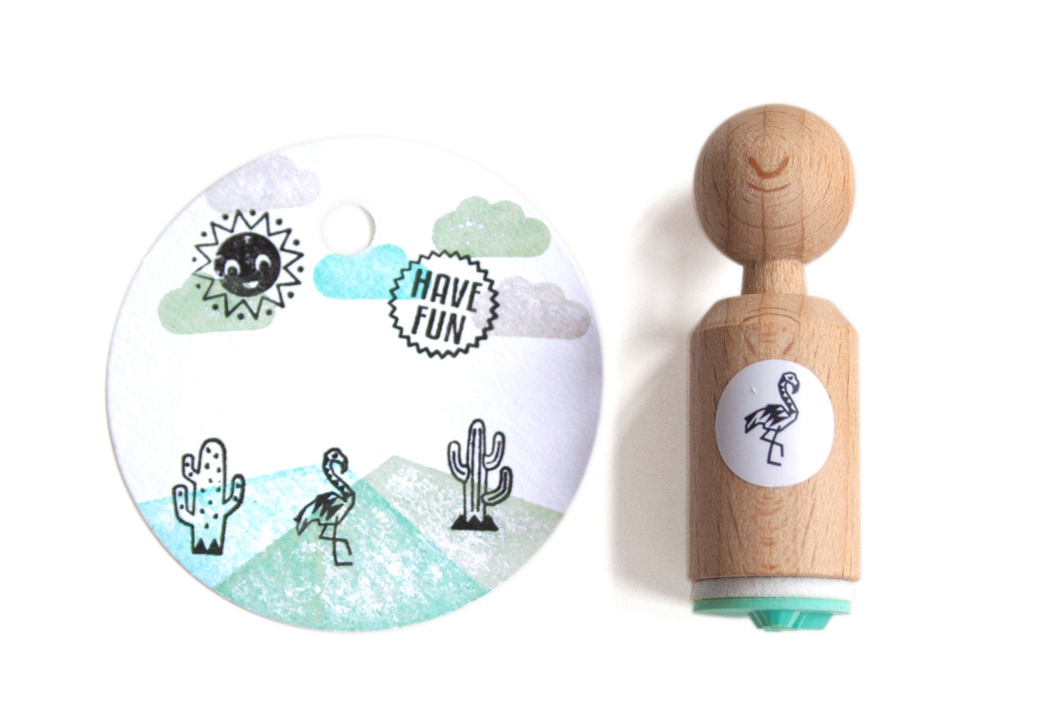Flamingo Mini Stamp With Mint Rubber Flamingo Ink Stamp - Etsy