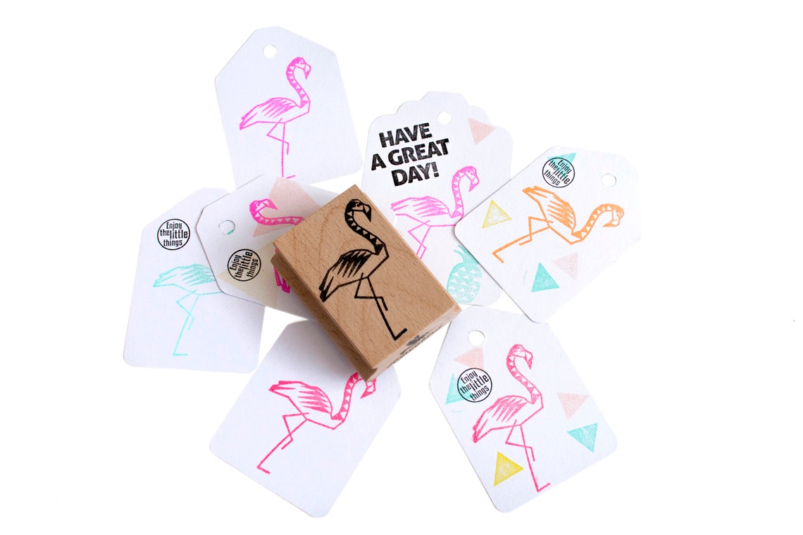 Flamingo Stamp Mounted Flamingo Rubber Stamp Tropicial | Etsy