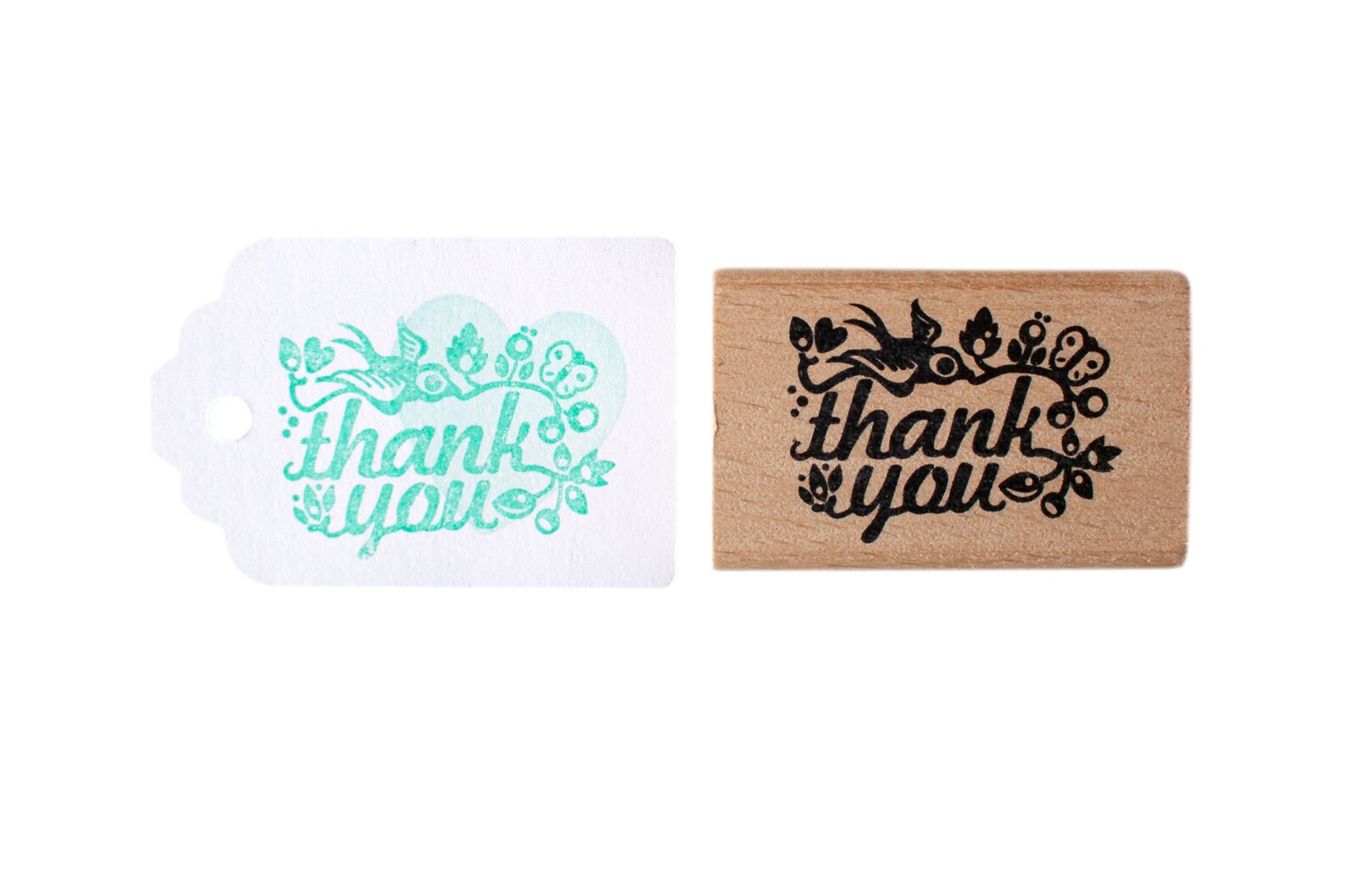 Thank You Rubber Stamp With Cute Bird | Etsy