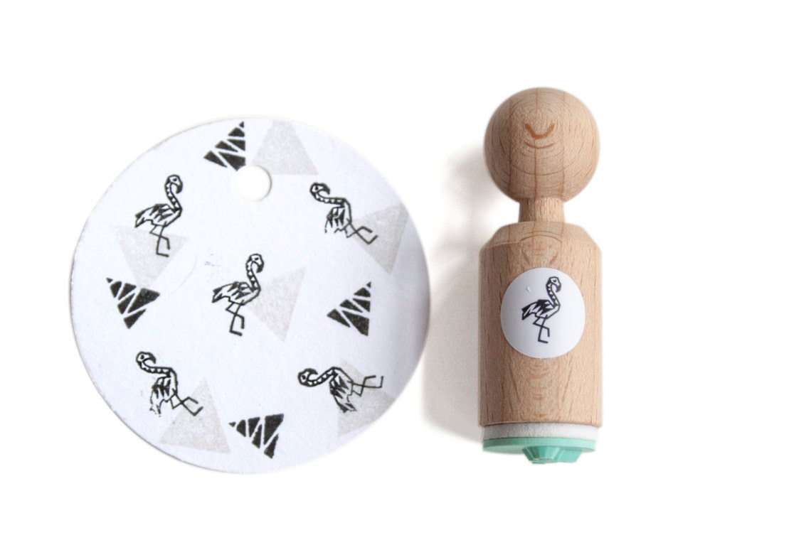 Flamingo Mini Stamp With Mint Rubber Flamingo Ink Stamp - Etsy