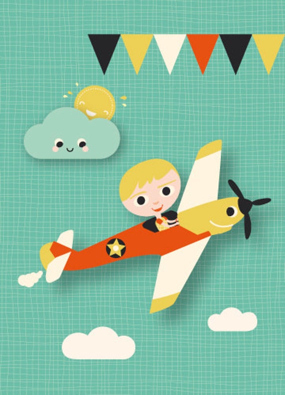 Items similar to Flying a plane Postcard Playing serie on Etsy