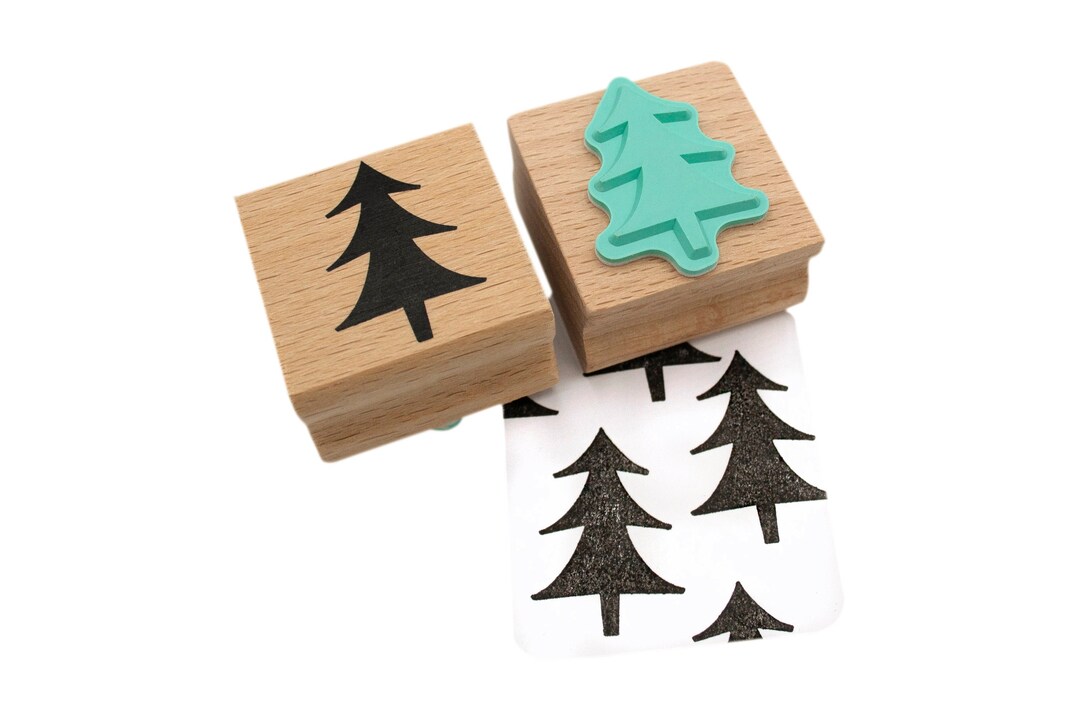 Christmas Tree Stamp, Pine Tree Stamp, Woodland Theme, Tree Rubber ...