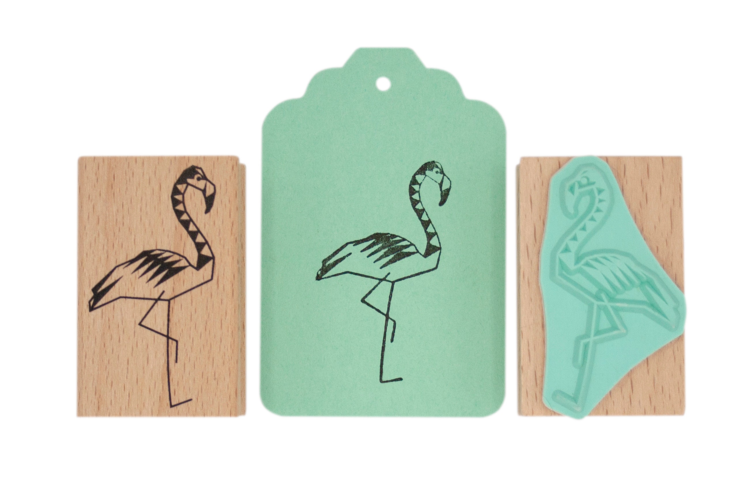 Flamingo Stamp Mounted Flamingo Rubber Stamp Tropicial | Etsy