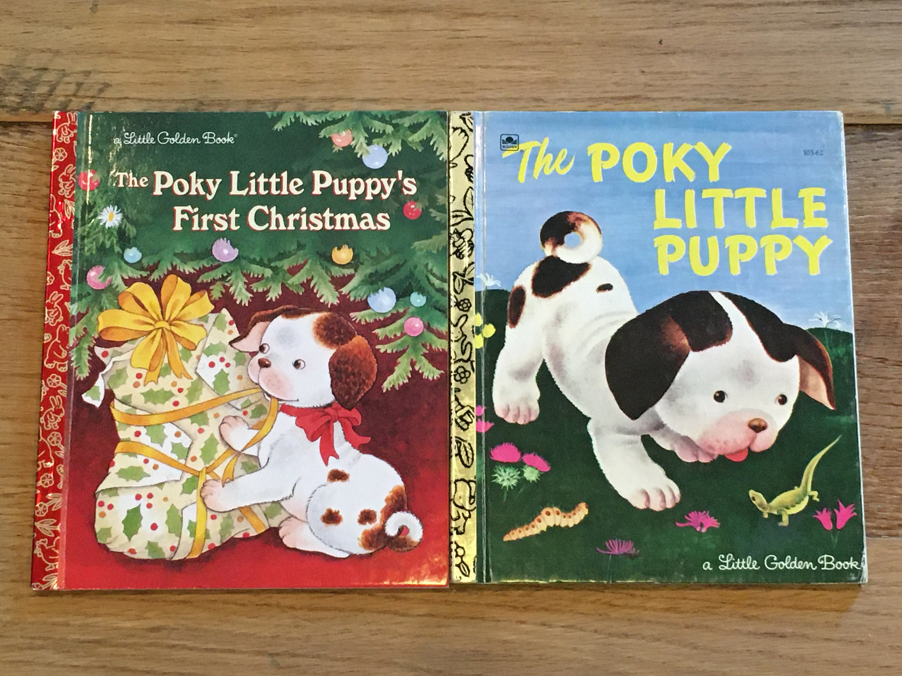 Lote de 2 The Poky Little Puppy Golden Books First Christmas Children's ...