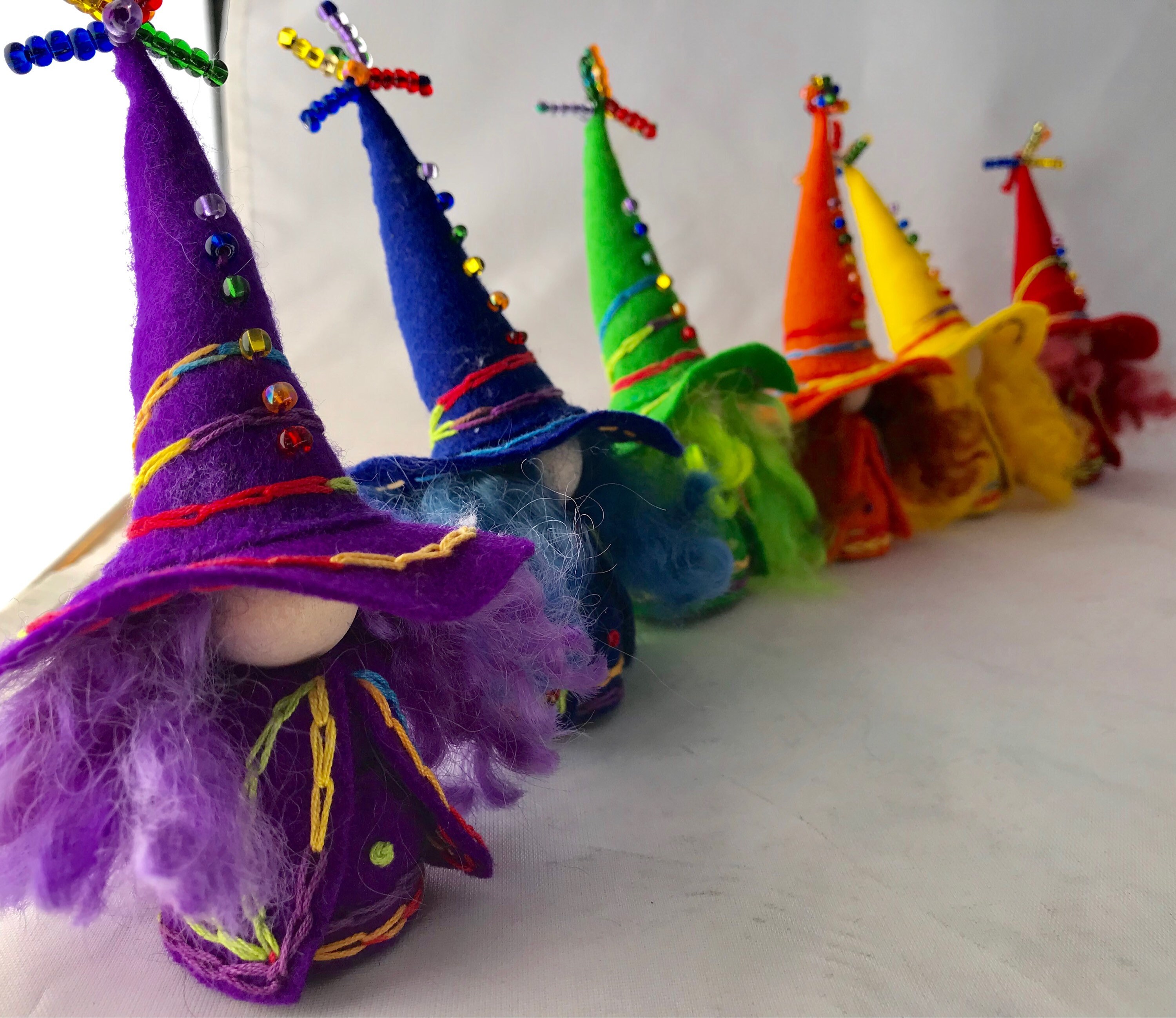 A Rainbow of Witches Set II, Wool Felt Witch, Peg Doll Witch, Waldorf ...
