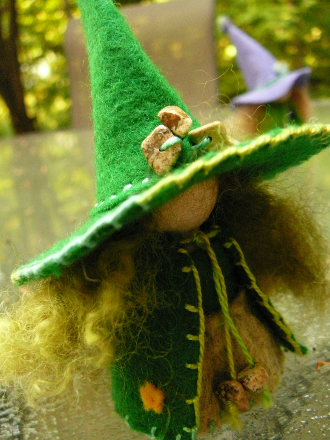 Green Wool Felt Witch, Peg Doll Witch, Waldorf Inspired, One of a Kind ...