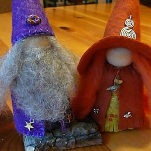 Large Wizard and Witch Peg Doll Couple, Waldorf Wooden Peg Doll Pair ...