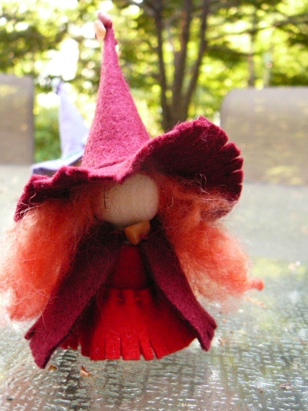 Red Wool Felt Witch, Peg Doll Witch, Waldorf Inspired, One of a Kind ...