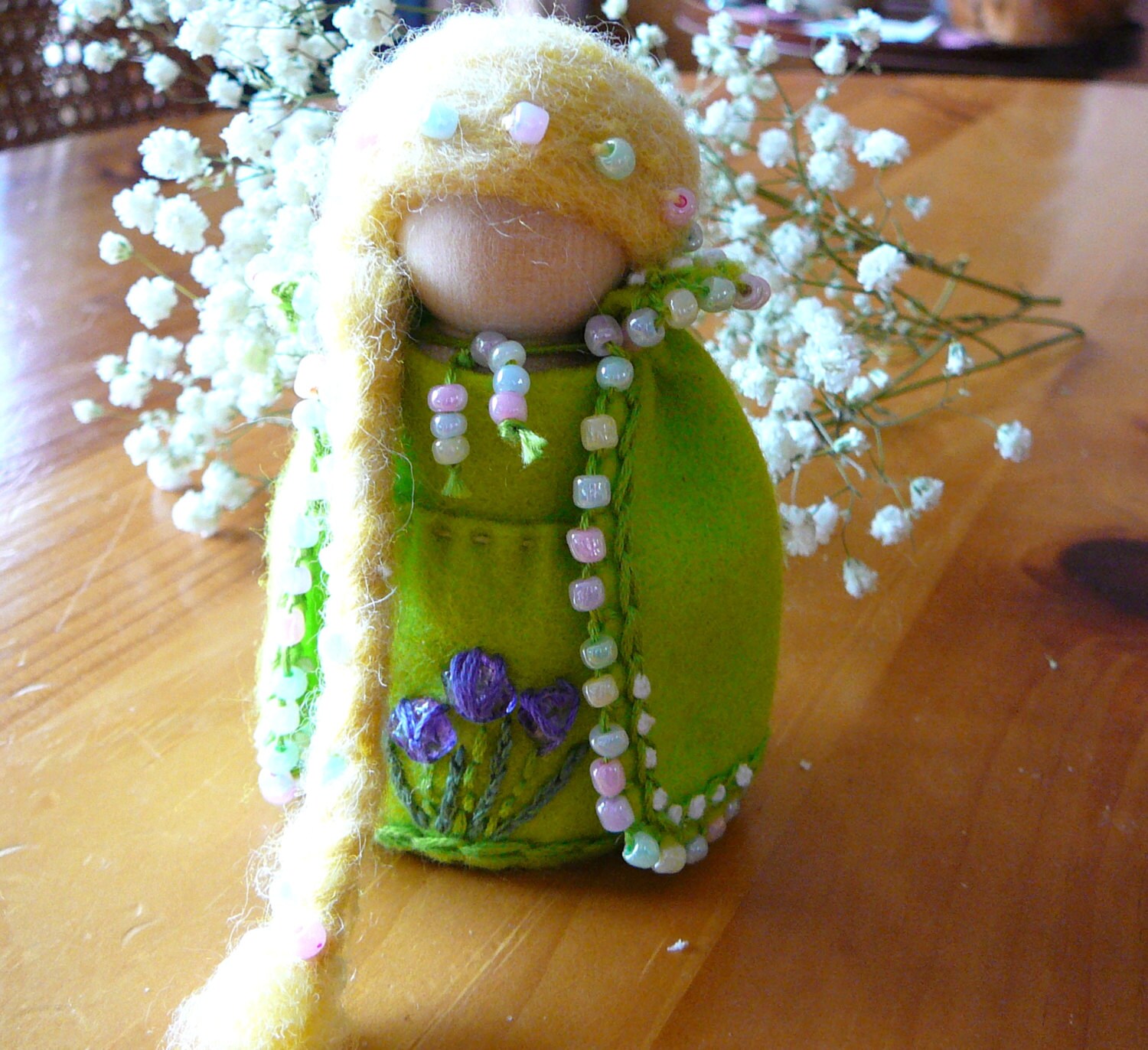 Lady Spring Peg Doll, Waldorf Wooden Peg Doll, Handmade Miniature - Etsy