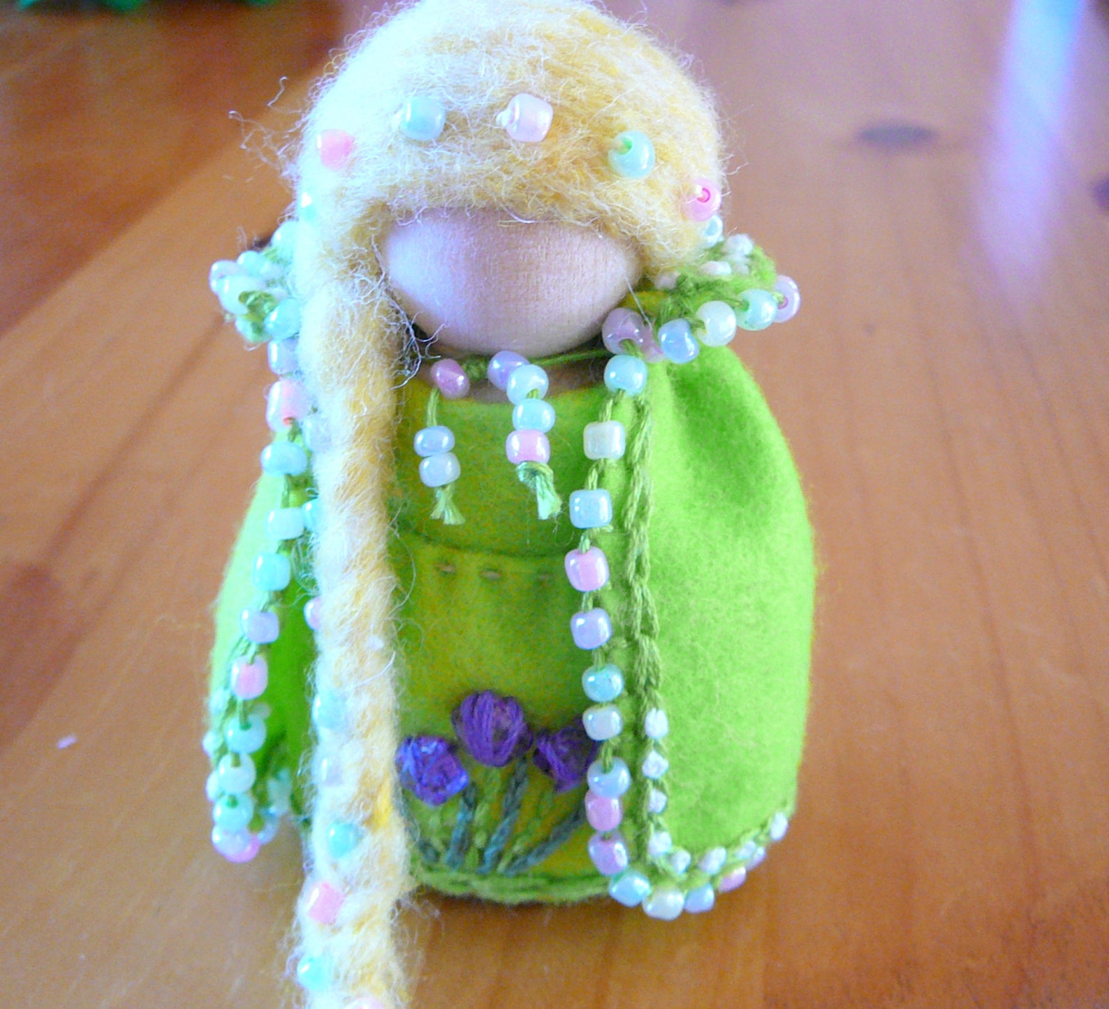 Lady Spring Peg Doll, Waldorf Wooden Peg Doll, Handmade Miniature - Etsy