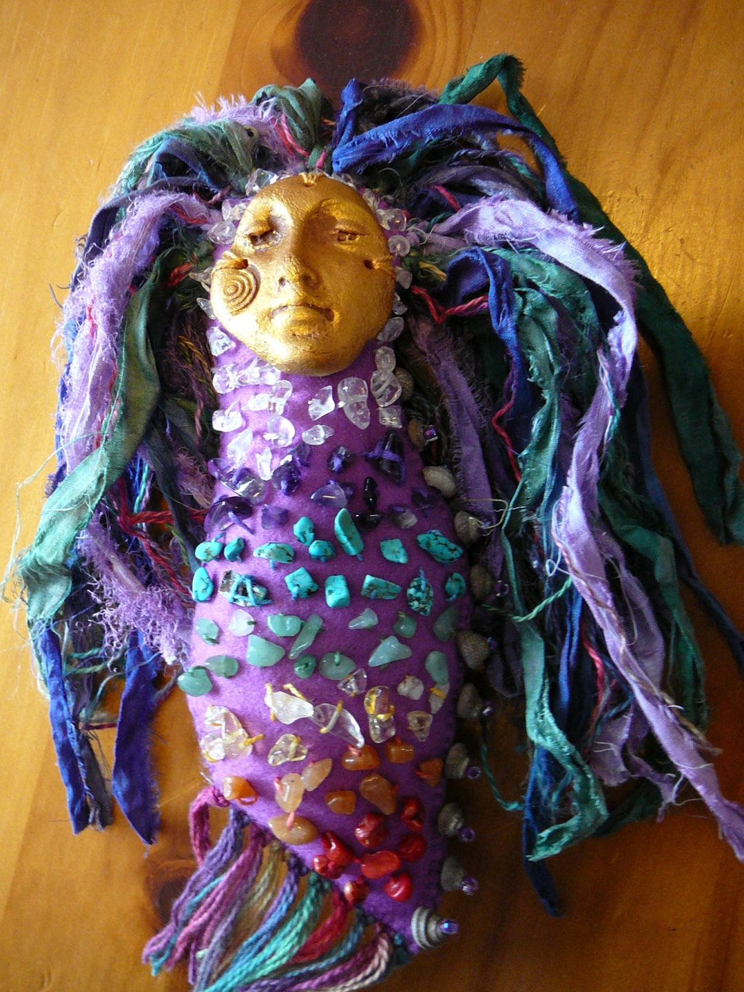 Handmade Crystal Healing Doll - Turquoise, Amethyst, Quartz - Bohemian ...