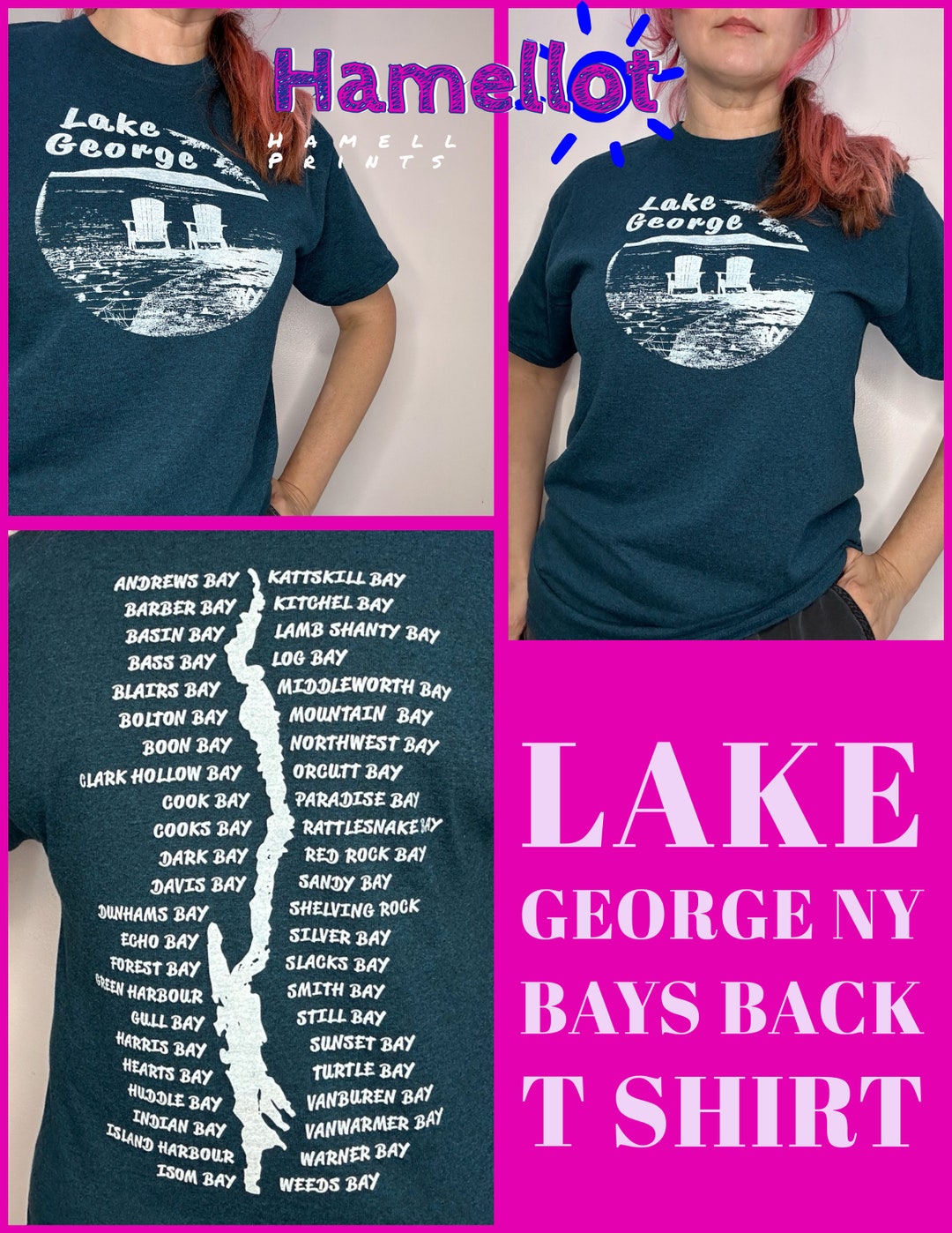 Lake George -adult T-shirt -list of Bays - Etsy