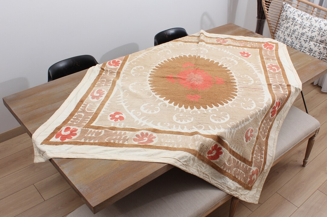 Pastel Suzani, Suzani Throw, Suzani Bedspread, 4.59' X 5.12' Suzani ...