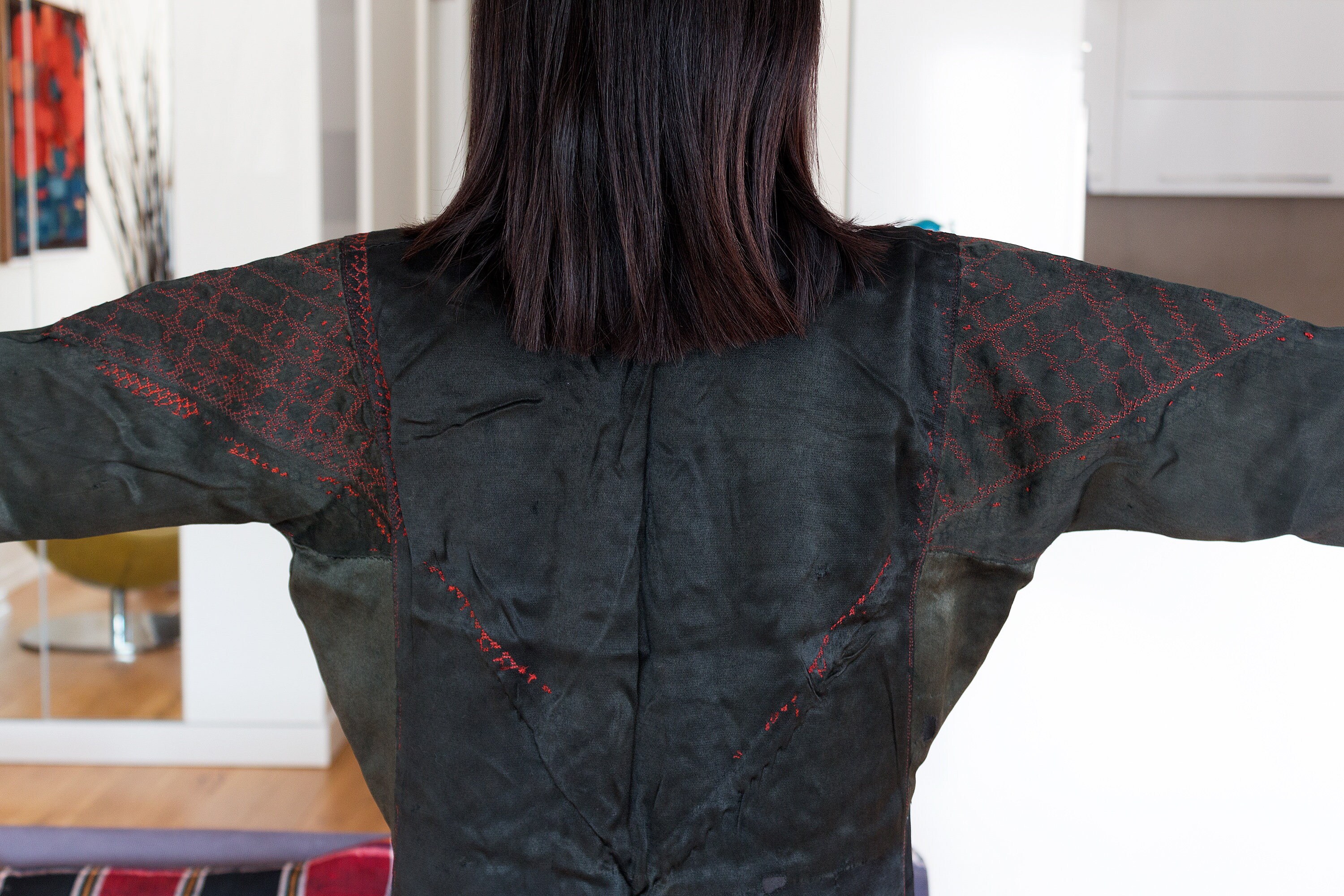 50.79" X 52.76" Vintage Wedding Robe Old Embroidered Costume Vintage ...