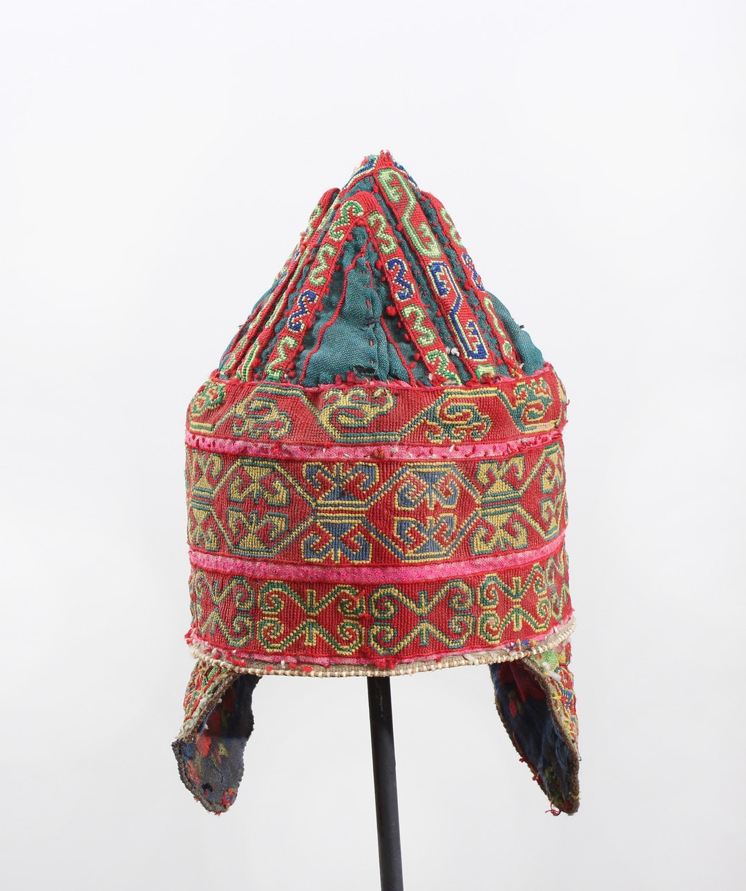 Asian Hat, Vintage Hat, Handmade Head Wear, 9.84" X 16.54" Headgear ...