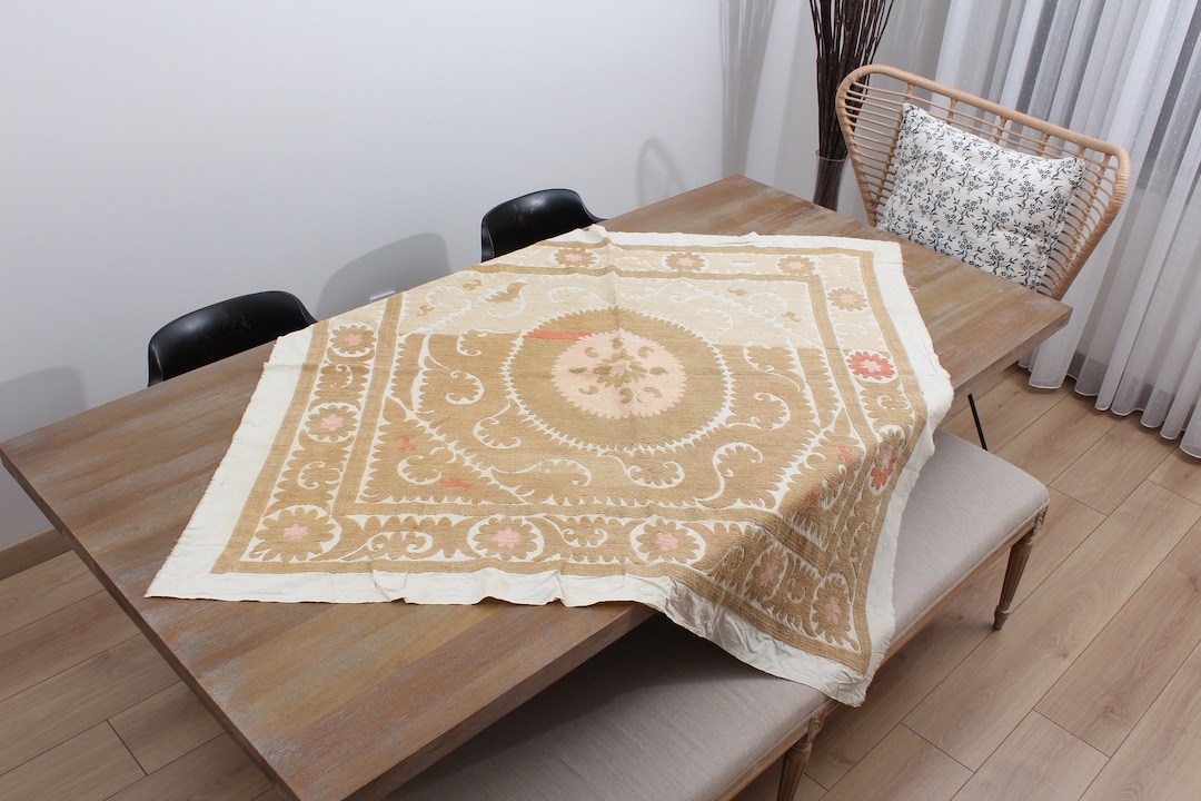 Pastel Suzani, Suzani Throw, Suzani Bedspread, 4.33' X 4.43' Suzani ...