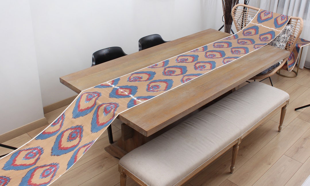 Ikat Fabric, 5.00 Meters Uzbek Ikat, Handwoven Silk and Cotton Fabric ...
