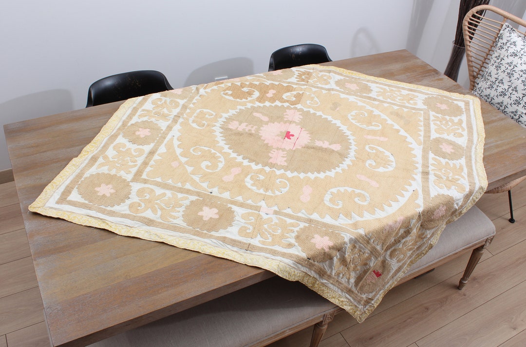 Pastel Suzani, Suzani Throw, Suzani Bedspread, 4.20' X 4.66' Suzani ...